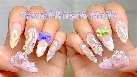 셀프네일 파스텔 키치 네일🎀 필오프베이스 사용 방법 젤로젤로 봄 신제품 스윗파르페 덩어리 네일 폴리젤 연장 방법 파츠 만들기 Youtube