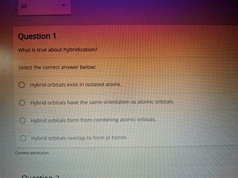 Solved All Question 1 What Is True About Hybridization