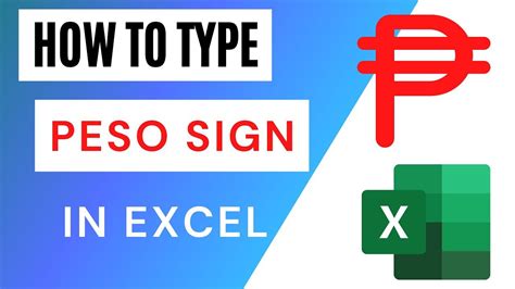 how to type peso sign in excel