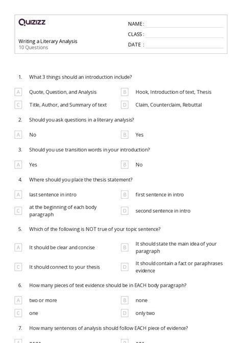 Paired Text Analysis Worksheets