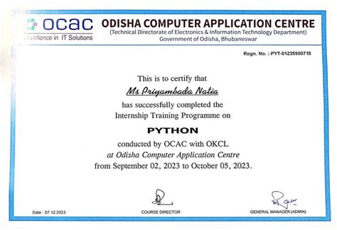 priyambada natia on linkedin python internship ocac okcl