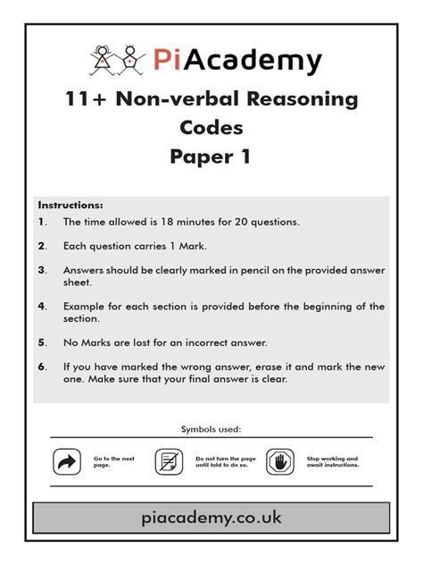 11 Plus Non Verbal Reasoning Paper 1 Codes Say Pdf Tests