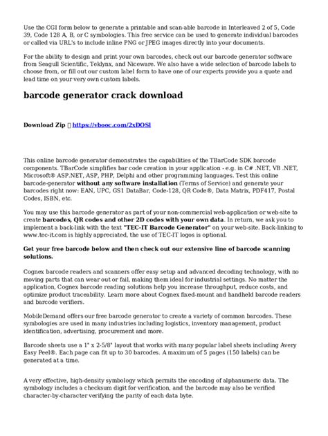 Fillable Online Barcode Generator Crack Download Fax Email Print PdfFiller