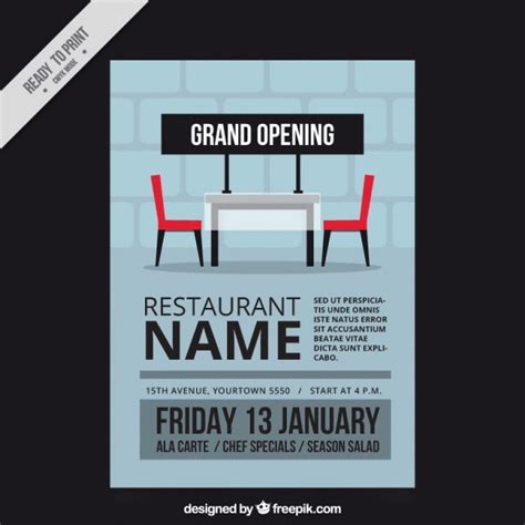 평면 디자인의 레스토랑 안내 책자 열기 무료 벡터