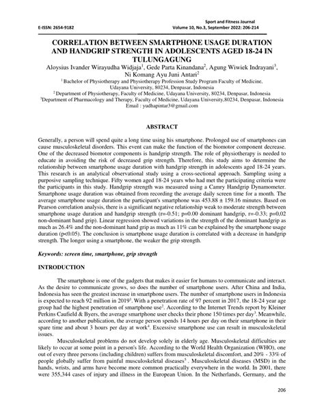 Pdf Correlation Between Smartphone Usage Duration And Handgrip Strength In Adolescents Aged 18