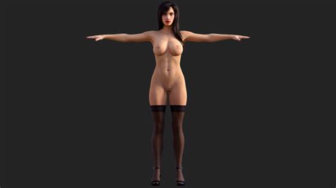 Naked Caucasian Woman D Model Animated Rigged CGTrader