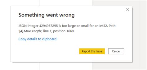 json integer 4294967295 is too large or small for an int32 path [4