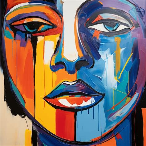 Premium Photo Colorful Abstract Portrait Painting With Vibrant Colors