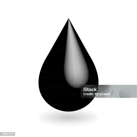 블랙 오일 드롭 흰색 배경에 고립입니다 떨어진된 그림자와 3 차원 광택 벡터 개체 3차원 형태에 대한 스톡 벡터 아트 및 기타 이미지 3차원 형태 검은색 공 스포츠