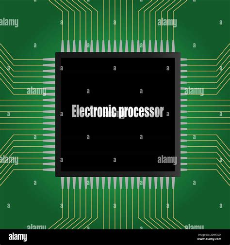 The Electronic Chip Of The Processor On The Green Printed Circuit Board Stock Vector Image And Art