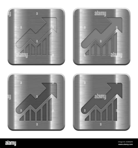 Set Of Graph Buttons Vector In Brushed Metal Style Arranged Layer Color And Graphic Style