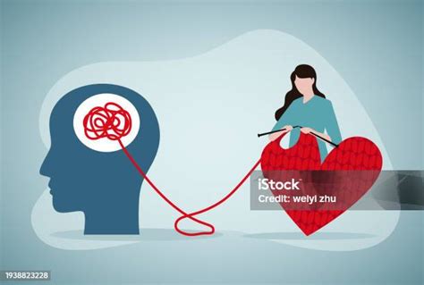 심리적 중재 정신 건강 여성은 심리적 문제를 정리하고 있습니다 뜨개질하기에 대한 스톡 벡터 아트 및 기타 이미지 뜨개질하기 사람 뇌 Mental Wellbeing