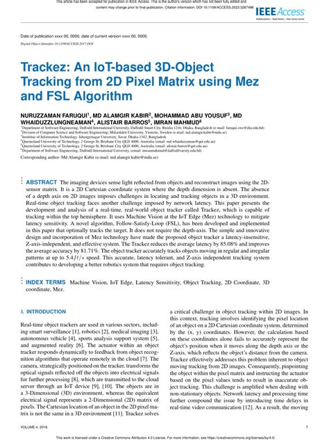 Pdf Trackez An Iot Based 3d Object Tracking From 2d Pixel Matrix Using Mez And Fsl Algorithm