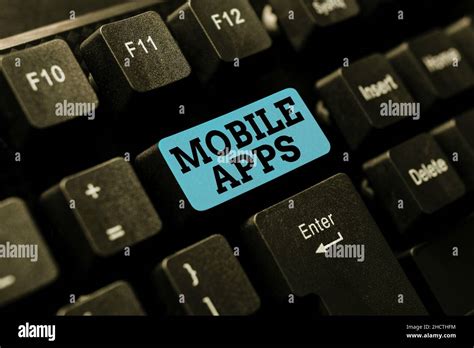 Text Caption Presenting Mobile Apps Word Written On A Software