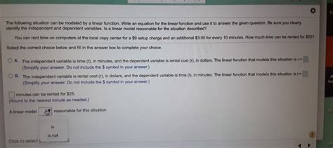 solved the following situation can be modeled by a linear