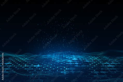 Creative Blue Hexagonal Background With Binary Code Technology Design
