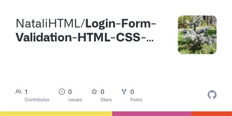 GitHub NataliHTML Login Form Validation HTML CSS Javascript