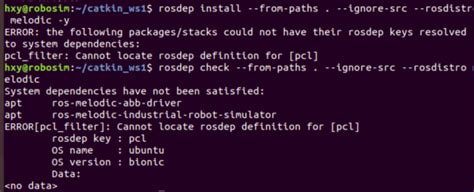 Error Updating Ros Dependencies Pclfilter Cannot Locate Rosdep