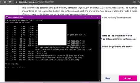 [solved] The Following Snapshot Shows A Sample Output Of The Traceroute Course Hero