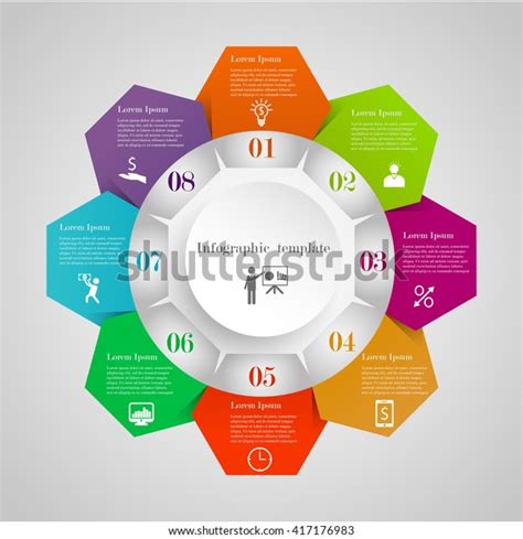 Infographic Circle Hexagon Flowchart Template 8 스톡 벡터 로열티 프리 417176983 Shutterstock