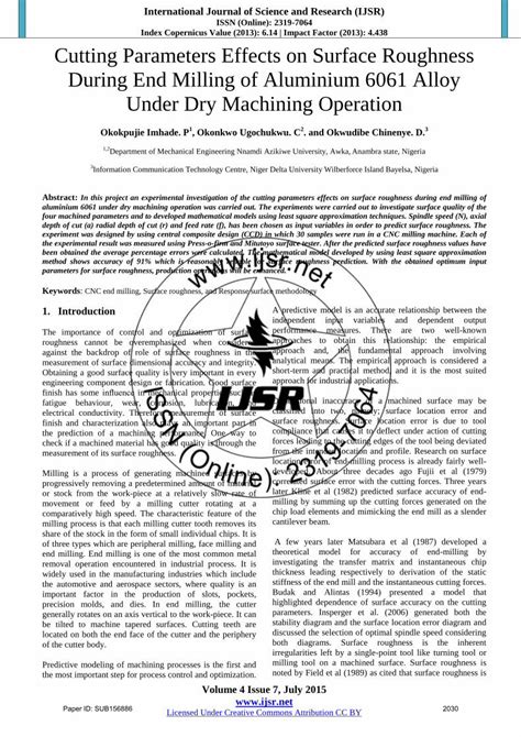 Pdf Cutting Parameters Effects On Surface Roughness During End Dokumen Tips