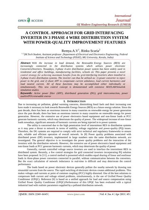 Pdf A Control Approach For Grid Interfacing Inverter In 3 Phase 4