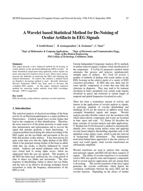 a wavelet based statistical method for de noising of ocular artifacts