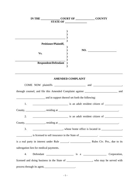 Amendment To Complaint Fill Out And Sign Online Dochub
