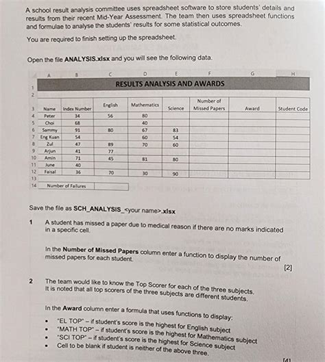Solved Secondary School Computing Using Excel Need To