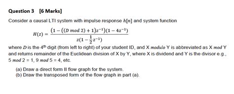 solved consider a causal lti system with impulse response