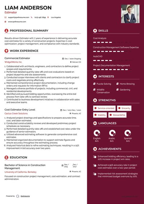 Construction Estimator Resume