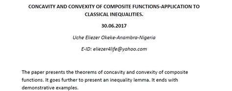 Concavity And Convexity Of Composite Functions Romanian Mathematical Magazine