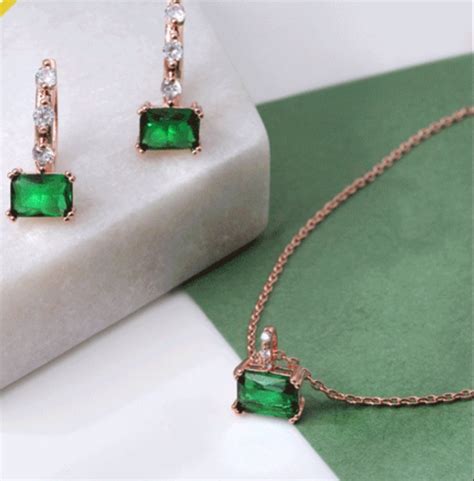 14k 에메랄드 목걸이귀걸이세트 헬로마켓