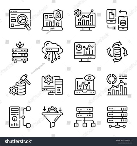 collection big data line icons stock vector royalty free 2174916173