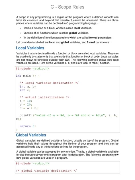 Lect12 C Scope Rules Pdf Variable Computer Science Parameter