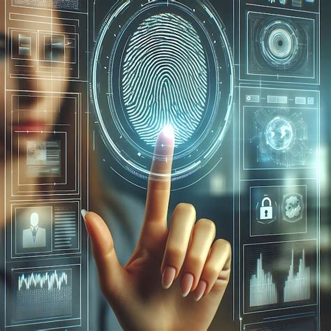 Biometrics Security System Woman Using Fingerprint Premium Ai Generated Image