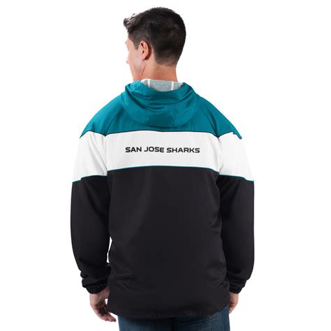 Mens San Jose Sharks G3 Crest Logo Poly Quarter Zip Jacket