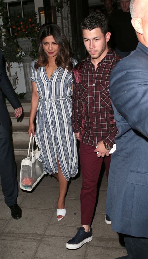 Priyanka Chopra Striped Dress With Nick Jonas POPSUGAR Fashion