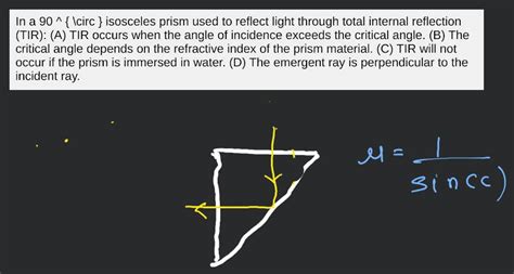 In A 90 { Circ } Isosceles Prism Used To Reflect Light Through Total I