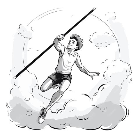 Premium Vector Athlete Jumping With A Javelin Premium Vector Athlete Jumping With A Javelin