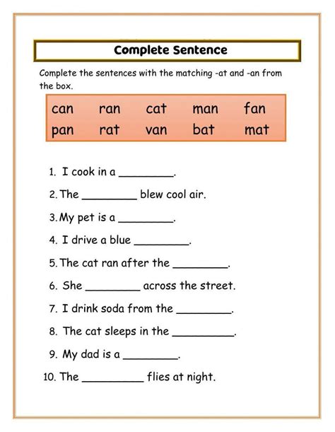 Sentence Completion Worksheets Free Image And Pdf Printables