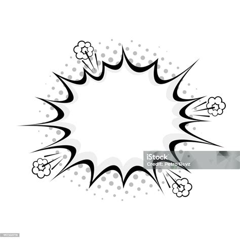 빈 서식 파일 만화 텍스트 음성 빈 거품 하프톤 도트 배경 스타일 팝 아트 광장 스케치 폭발 붐입니다 만화입니다 벡터 일러스트 레이 션 개념에 대한 스톡 벡터 아트 및 기타