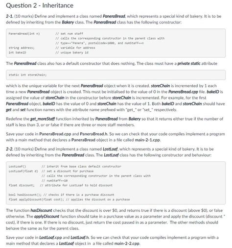 Question 2 Inheritance 2 1 10 Marks Define And