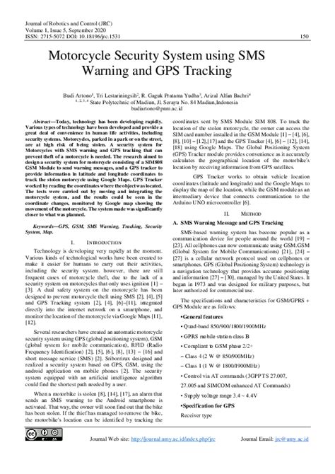 Pdf Motorcycle Security System Using Sms Warning And Gps Tracking