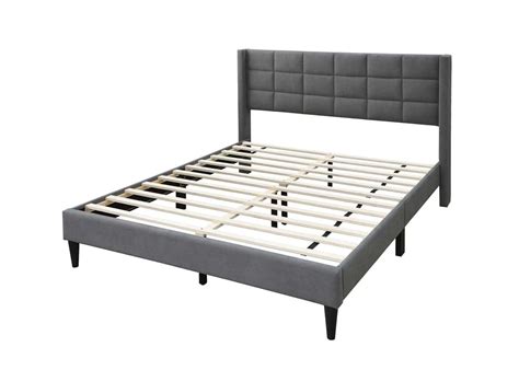 F9651f Fabric Upholstered Full Bed Gray At Futonland