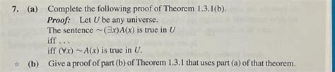 Solved A Complete The Following Proof Of Theorem Chegg