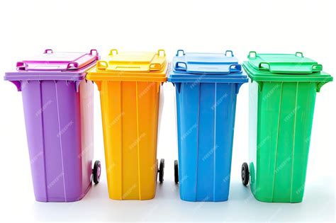 Garbage Classification Conceptcolorful Plastic Garbage Cans Isolated On White Premium Ai Garbage Classification Conceptcolorful Plastic Garbage Cans Isolated On White Premium Ai