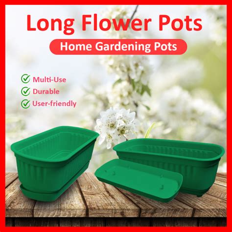 Magen Plastic Long Rectangular Plant Pot For Gardening Plot Flower