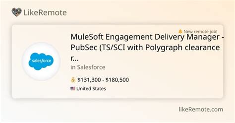 📩 Mulesoft Engagement Delivery Manager Pubsec Ts Sci With Polygraph Clearance Required At 🏢