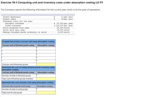 Solved Exercise 19 1 Computing Unit And Inventory Costs